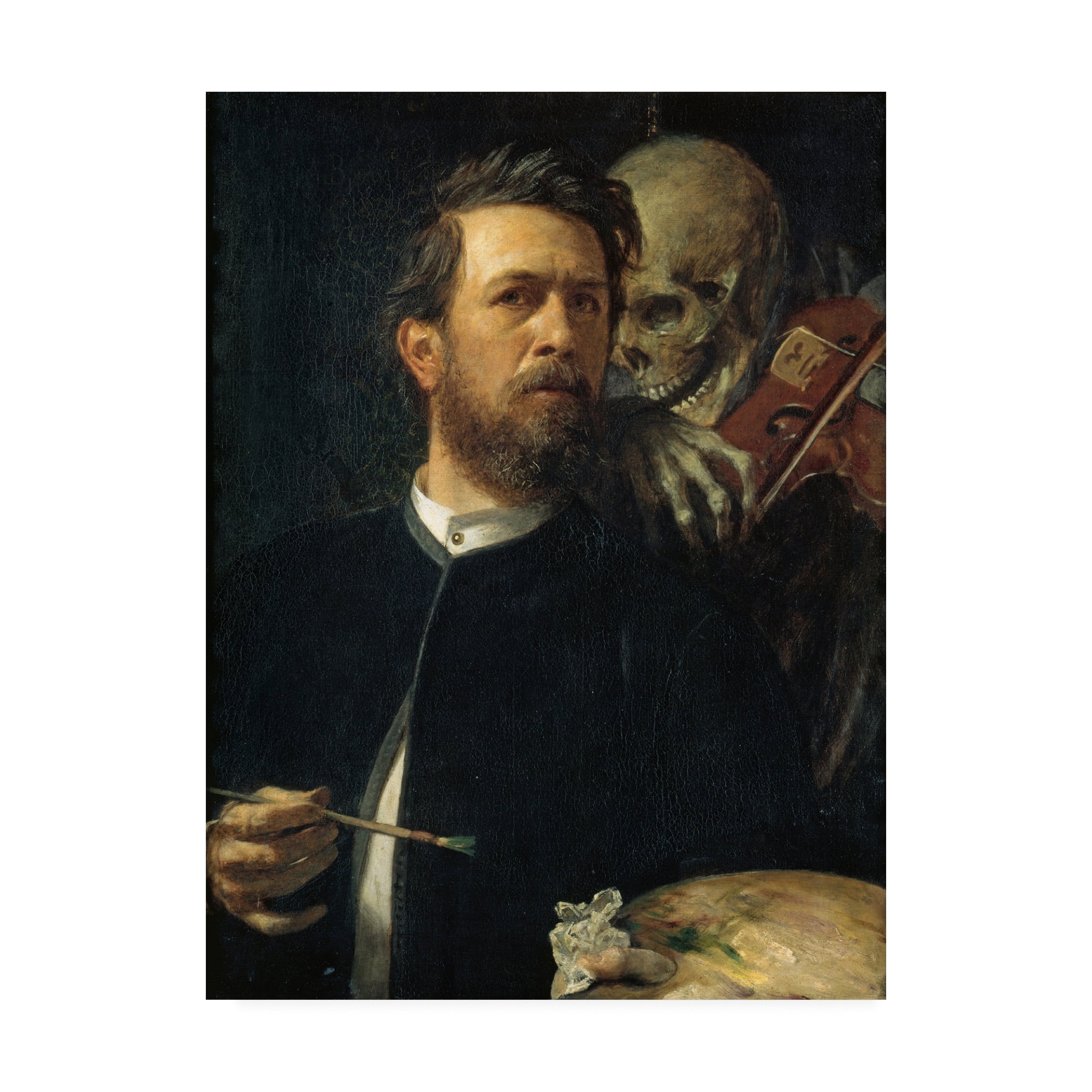 Arnold Bocklin 'Self portrait with skeleton' Canvas Art - Walmart.com