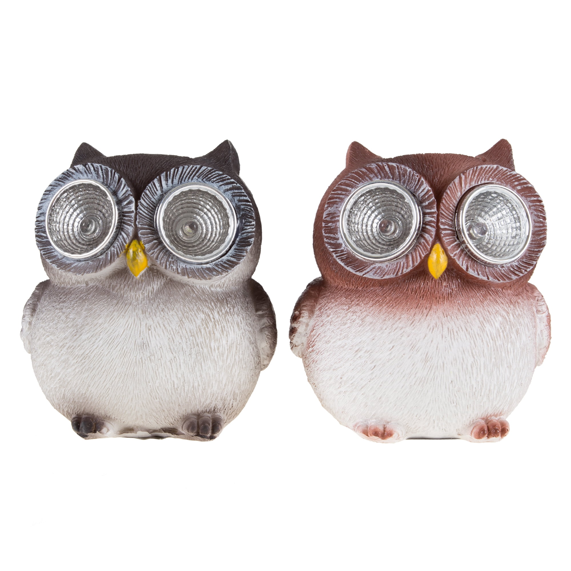 Pure Garden Set of 2 Outdoor Battery-Operated Owl Decoys to Scare Birds ...