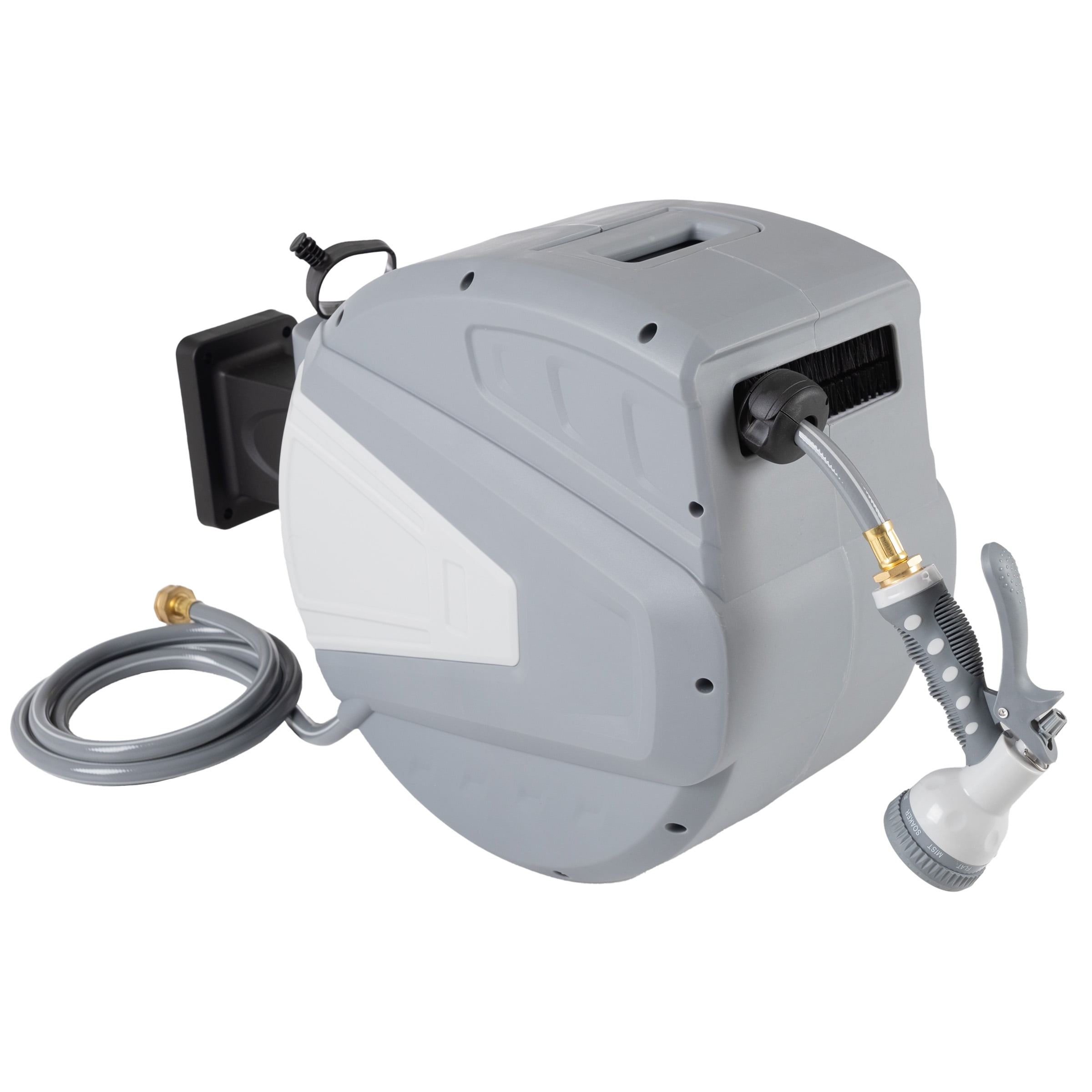 Pure Garden 100 FT Retractable Hose with Wall Reel and 9 Nozzle ...