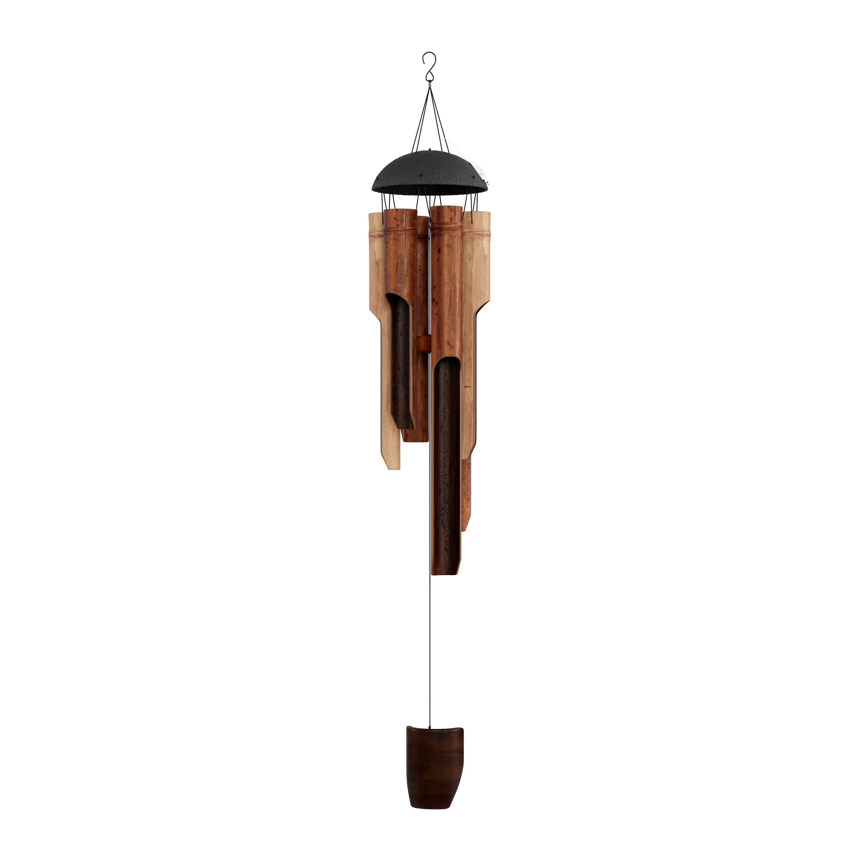 Pure Garden 38-Inch Handcrafted Wood Bamboo Wind Chimes for Patios ...