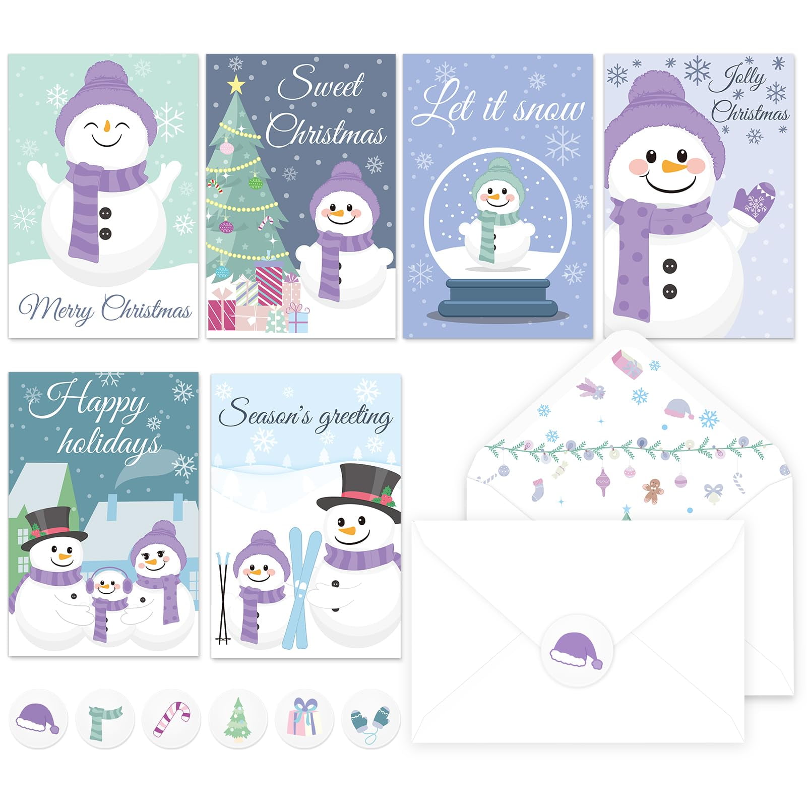 Wakeys 24 Pack Snowman Christmas Cards with Envelopes, Christmas Greeting Cards Bulk Xmas Cards ...
