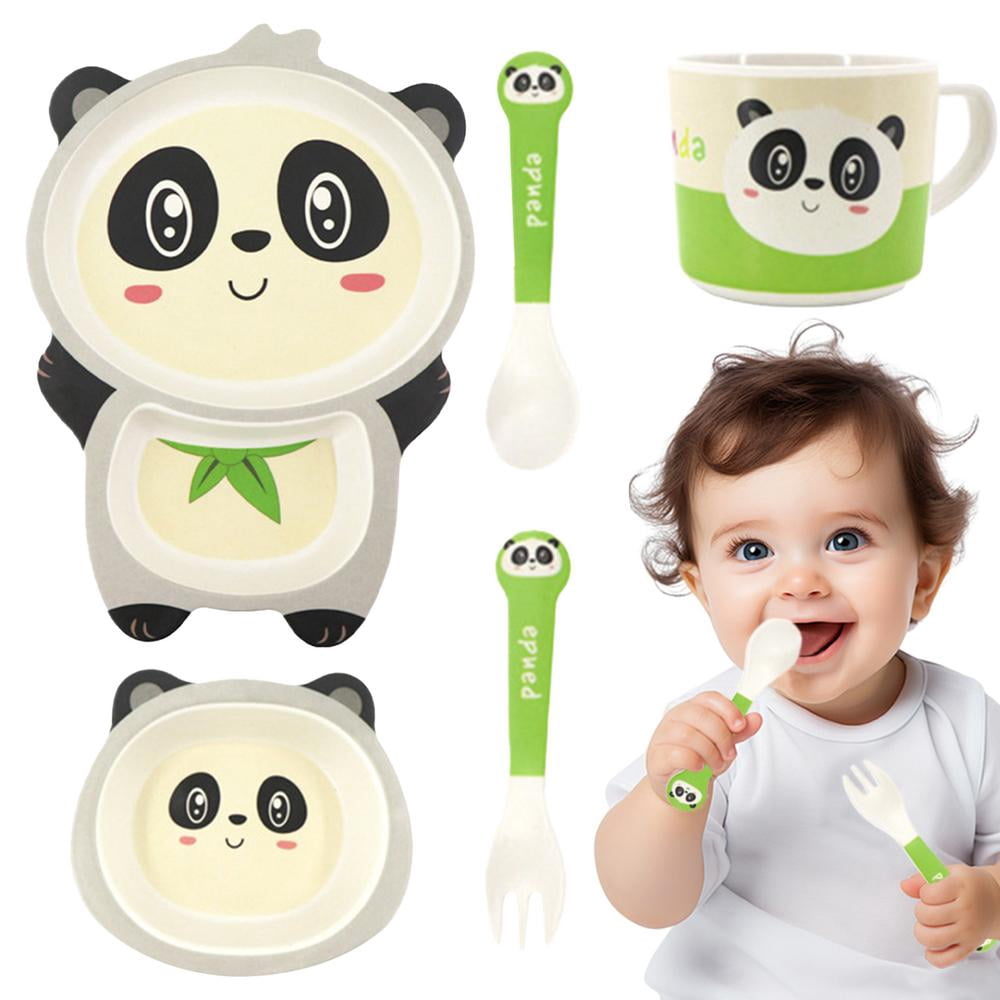 Wakfran Bamboo Kids Dinnerware Set - Children Dishes - Food Plate+Bowl ...
