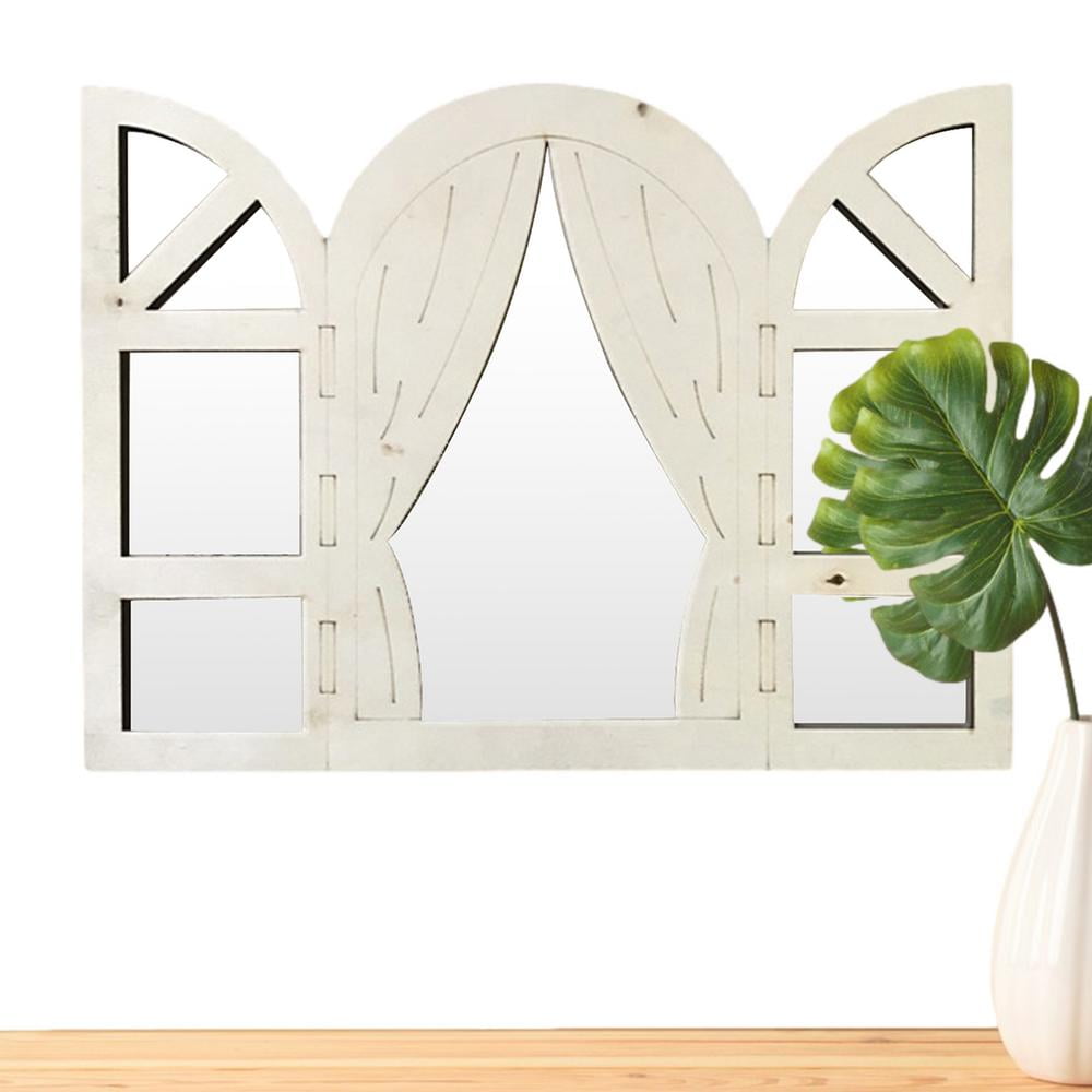 Wakfran Fake Window Decal Acrylic Wood Arched Faux Window for Wall Back ...