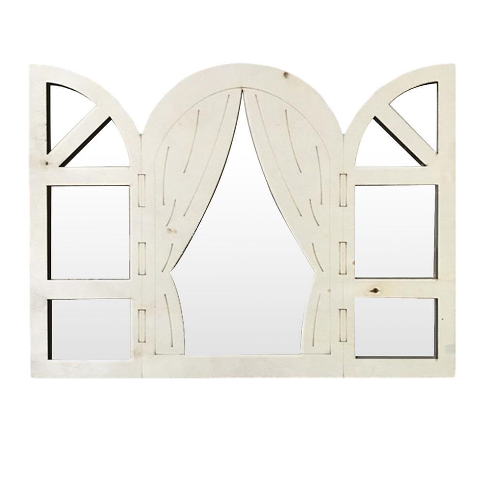 Wakfran Fake Window Sticker Wood Acrylic Arched Window Pane for Wall ...