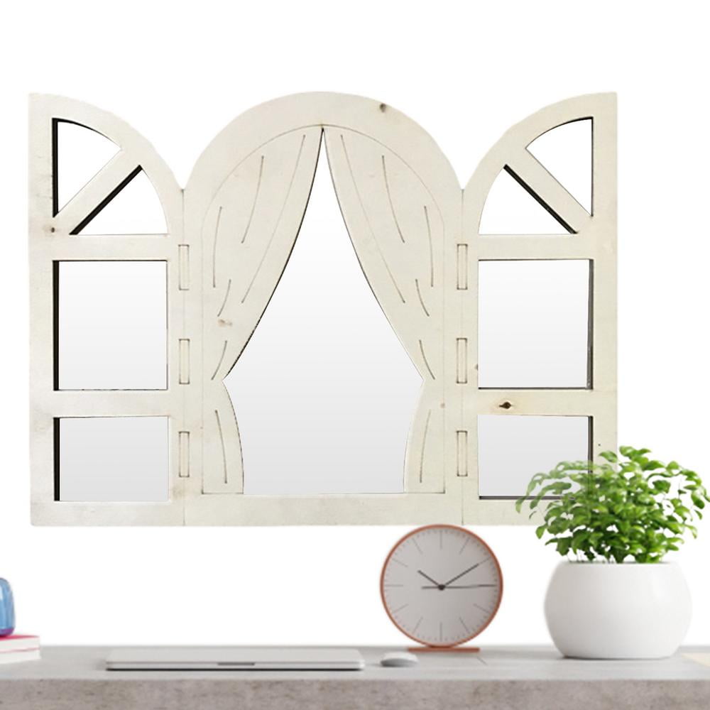 Wakfran Faux Window for Walls Wood Acrylic Arched Fake Window for Wall ...
