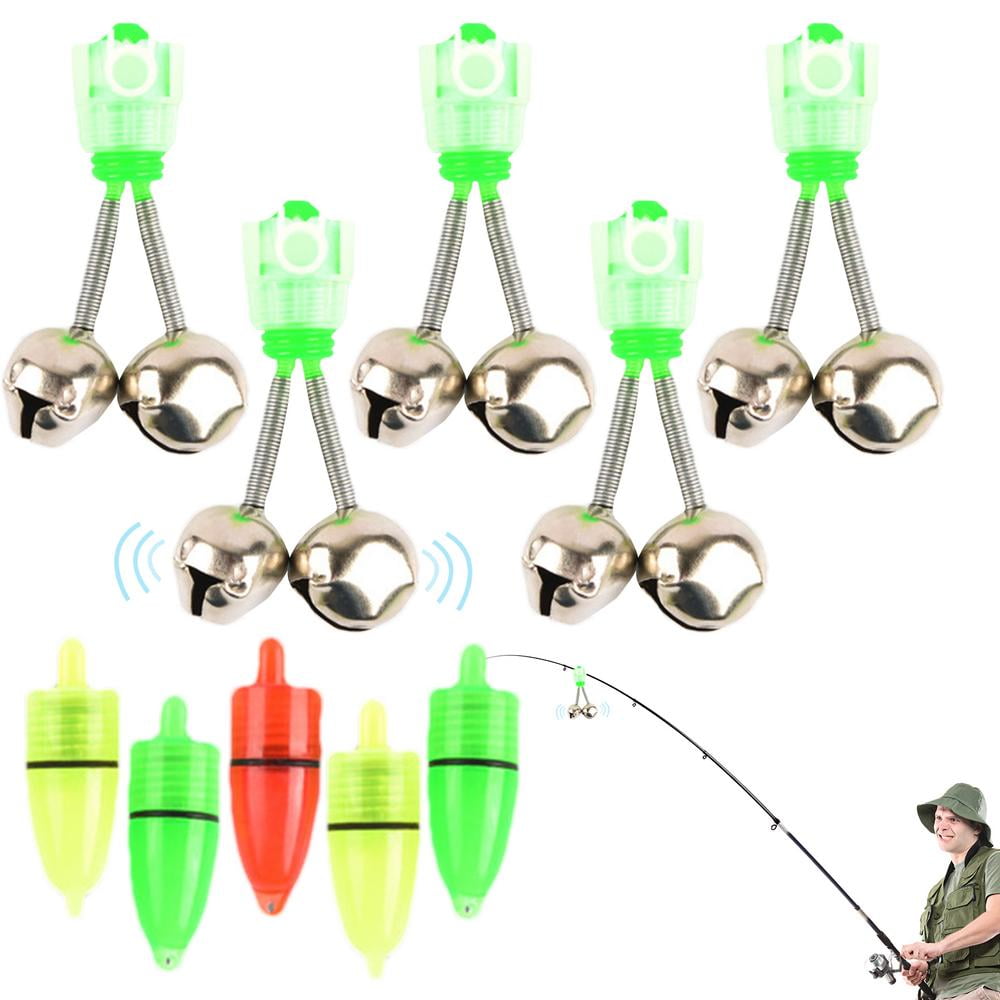 Wakfran Fishing Pole Bells and Lights 5X Fish Bait Alarm Bell LED Night ...