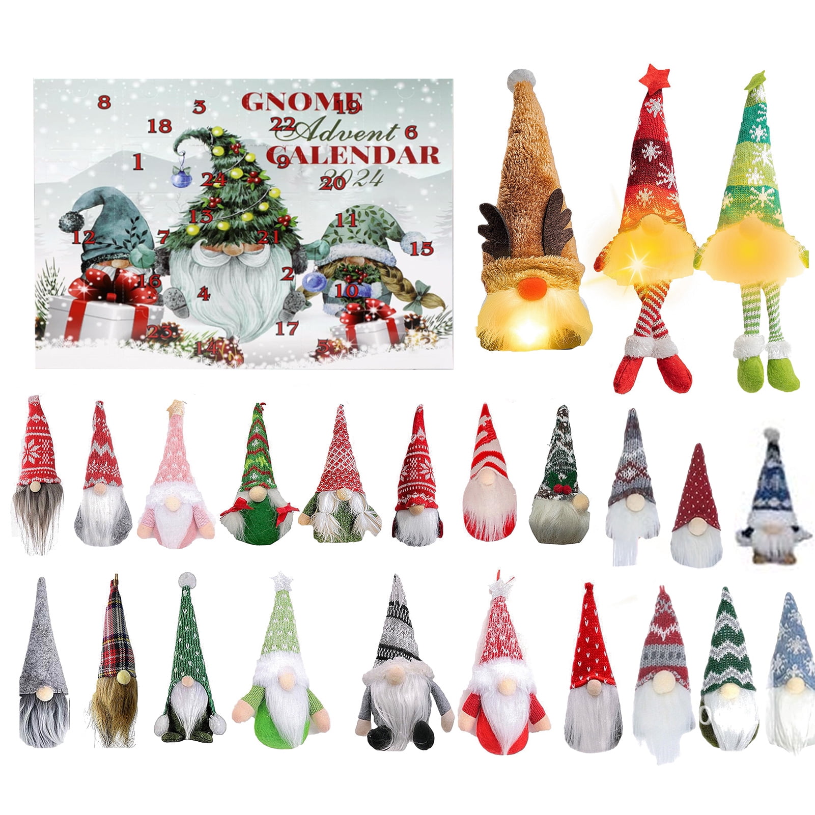 Wakfran Gnome Advent Calendars 2024 ,Glowing Gnome Dolls Holiday ...
