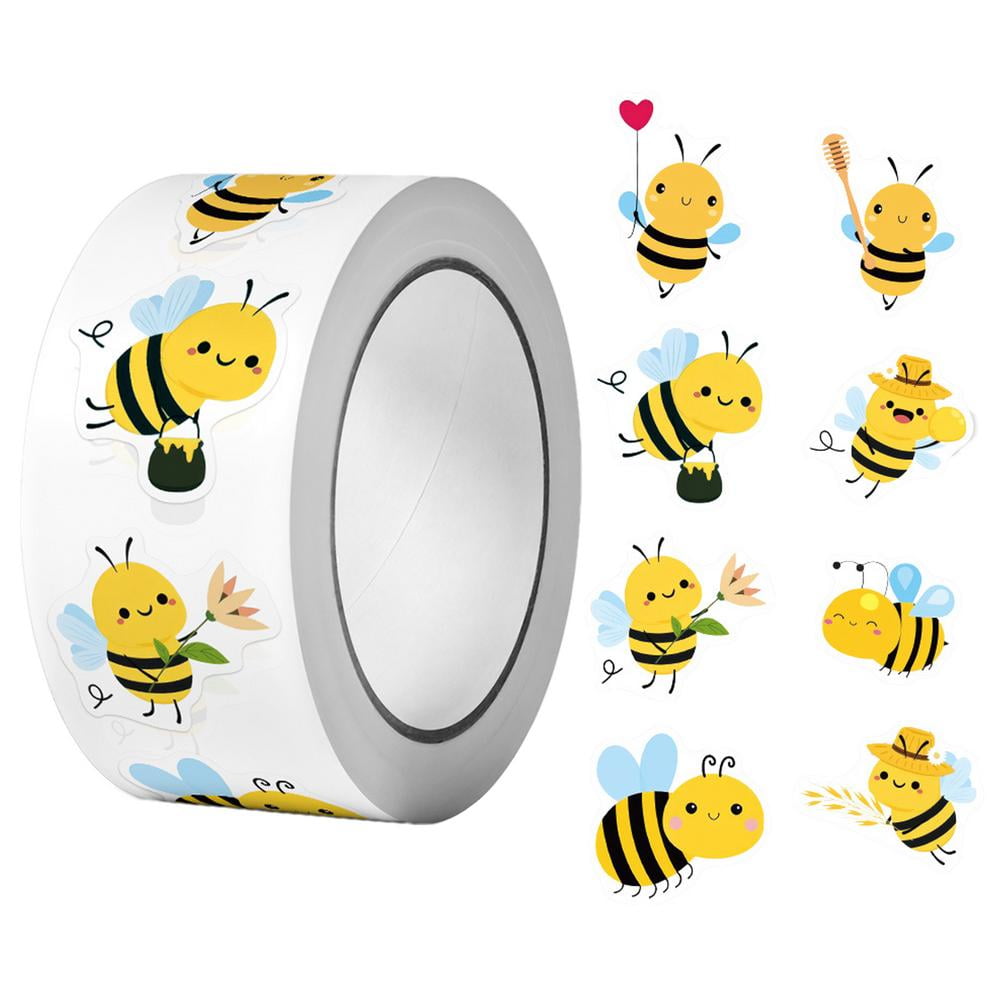 Wakfran Bee Stickers Roll Cartoon Cute Decal Rolls Animal Stickers for ...