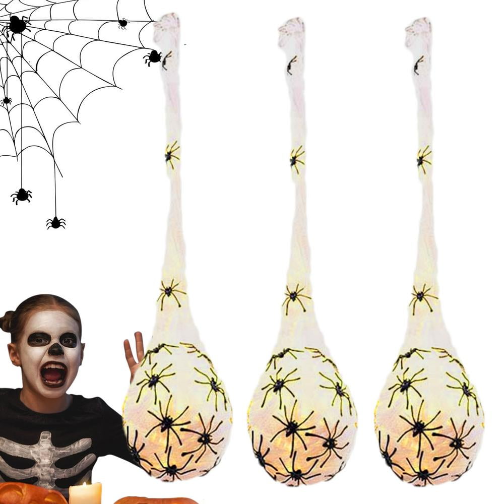 Wakfran Light Up Spider Eggs Scary Spider Egg Sacks Decor 3.3FT ...