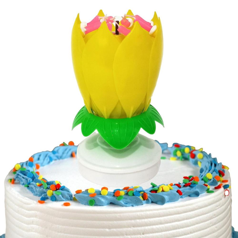 Wakfran Lotus Candle Creative Rotating Birthday Candle Singing Birthday ...