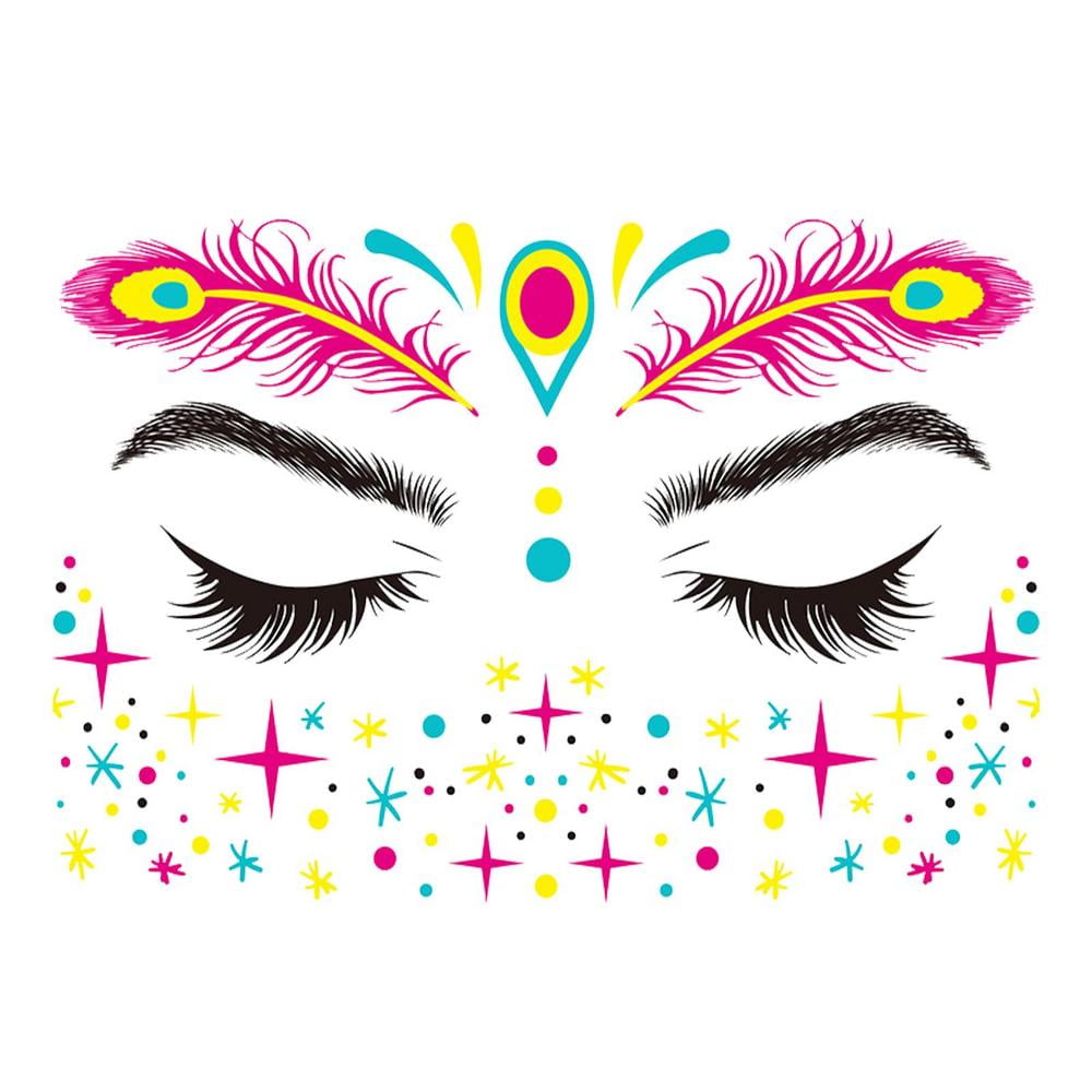 Wakfran Neon Glowing Face Adhesive Decal Body Art Makeup Sticker ...