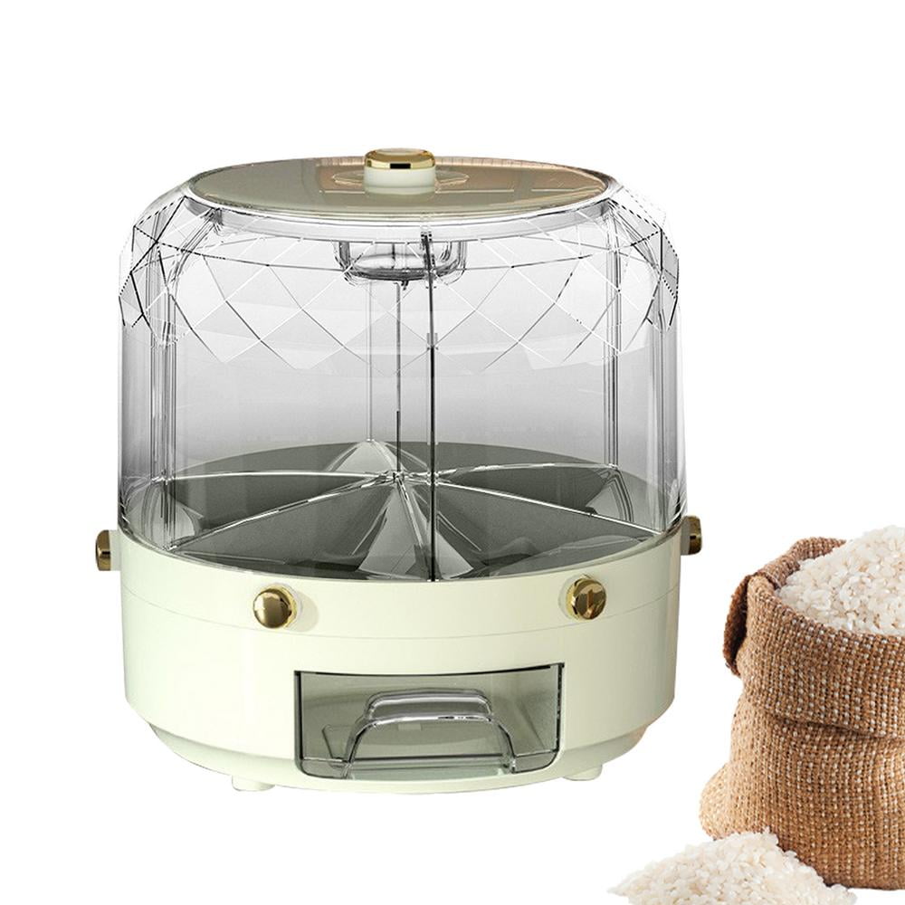 Wakfran Rotating Rice Dispenser Countertop Large Capacity Rice Bucket ...