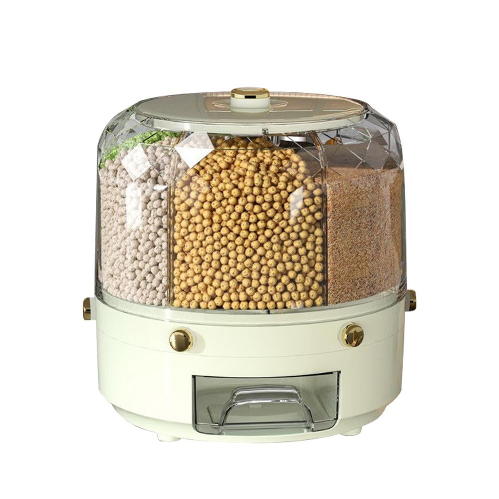 Wakfran Rotating Rice Dispenser Large Round Bean Container 360 Rotating ...