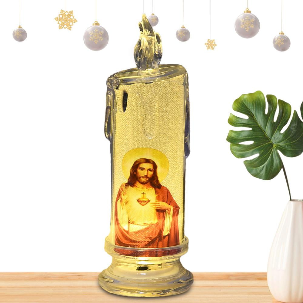 Wakfran Serenity Prayer Flameless Candle LED Religious Candles Jesus ...