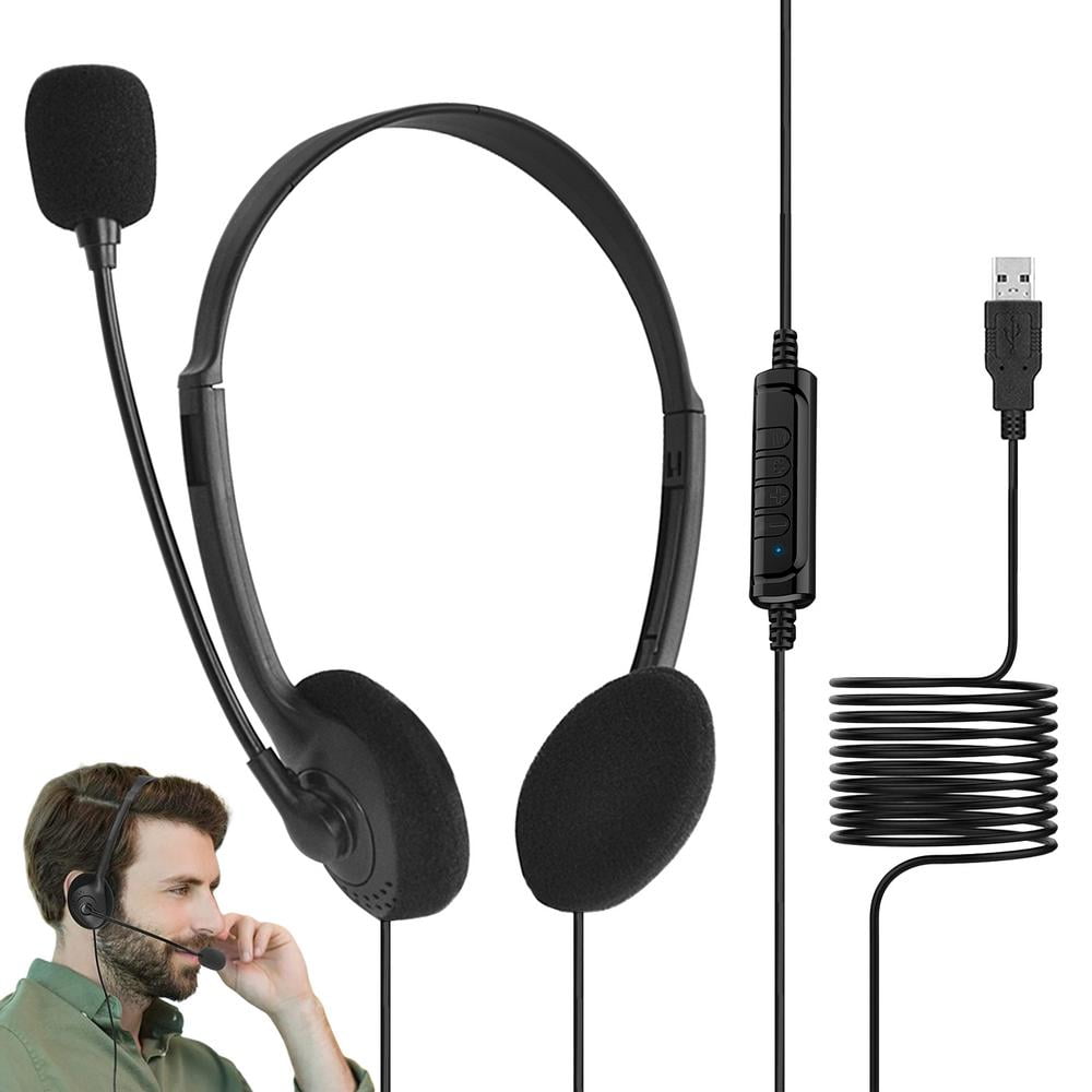 Wakfran USB Game Headset with Microphone over Ear Wired Headphones over ...