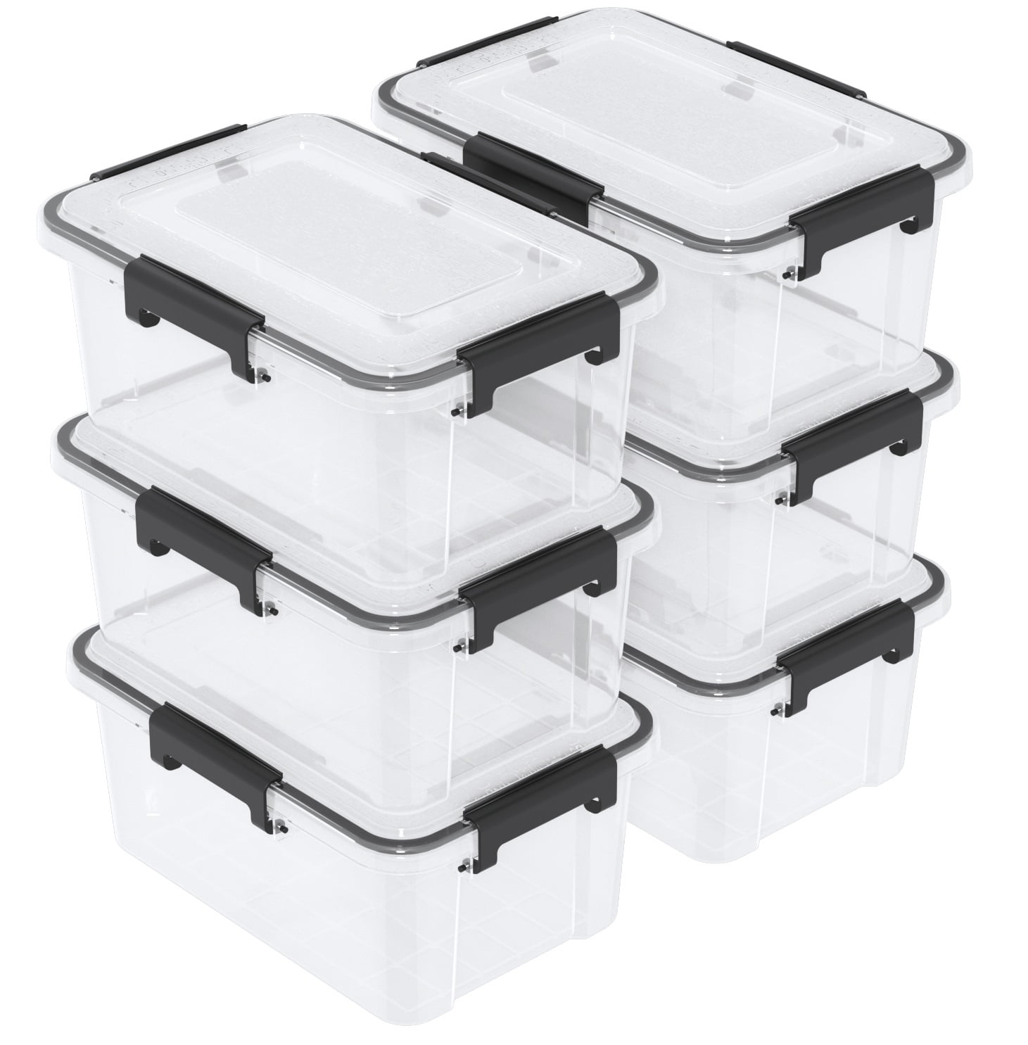 Wakikini 12 Quart Plastic Storage Bin with Gasket Lid, Clear Organizing ...