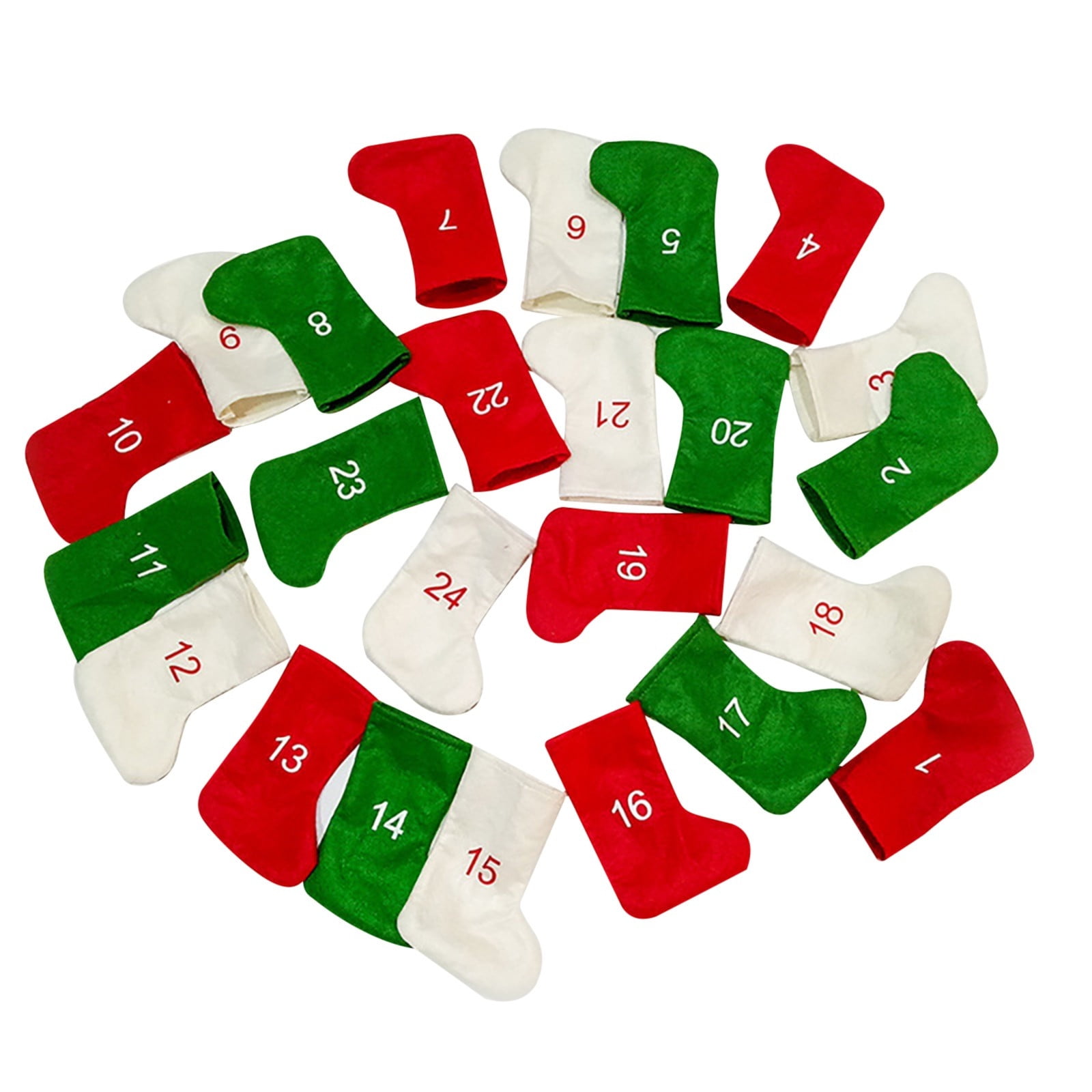 WalGRHFR 2024 Christmas Stockings 24 Pcs （Numbers 1 To 24） Red Green ...