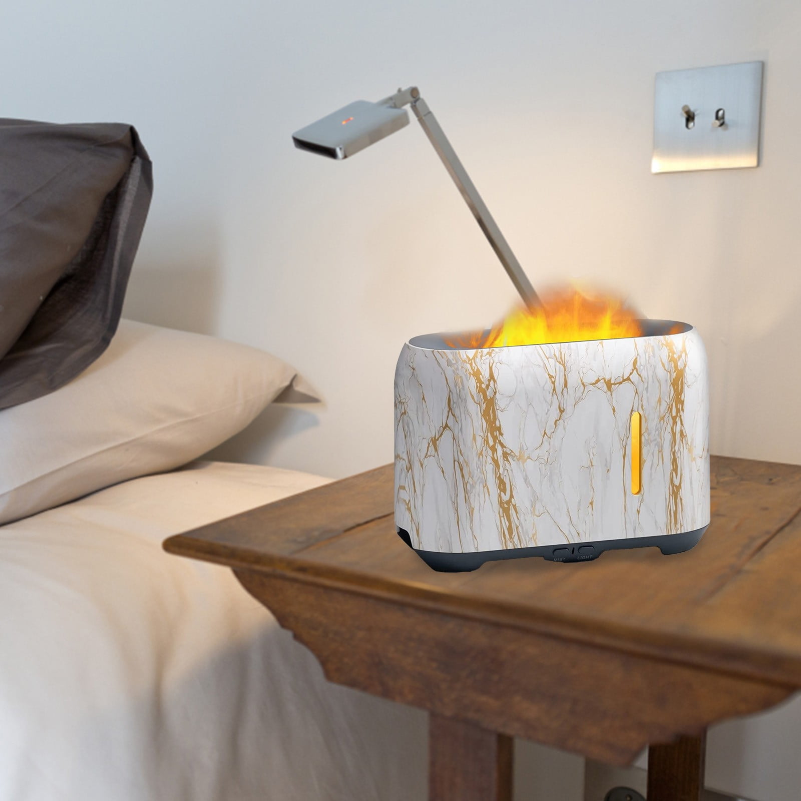 WalGRHFR 2024 Flame Aromatherapy Humidifier 24V Wood Grain Oil Diffuser ...