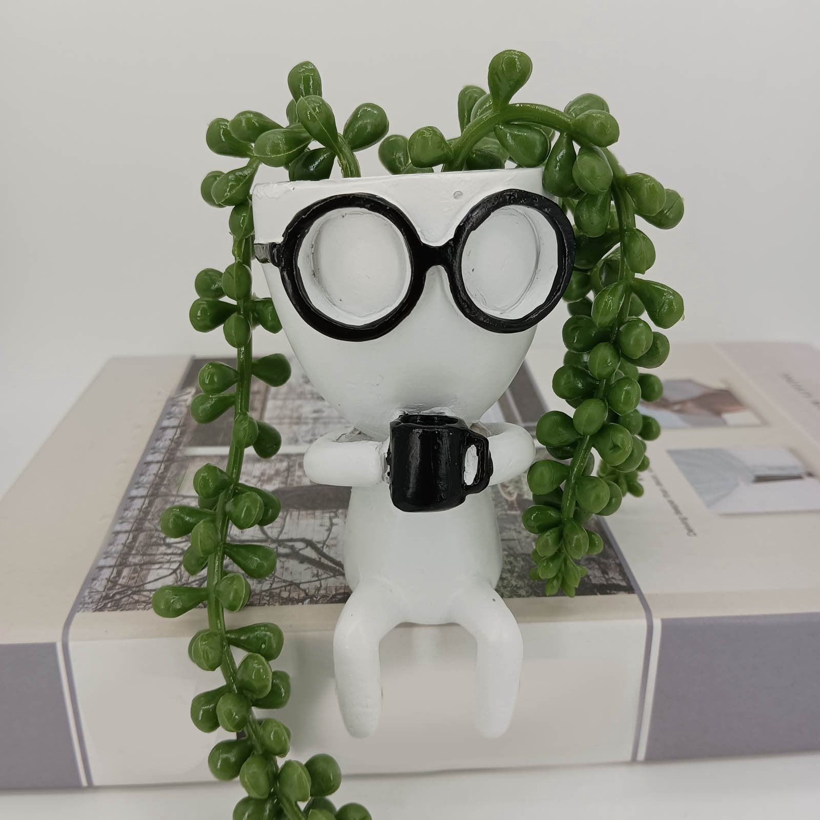 WalGRHFR 2024 i Cute Pot Coffee Time Planter Desk Resin Craft ...