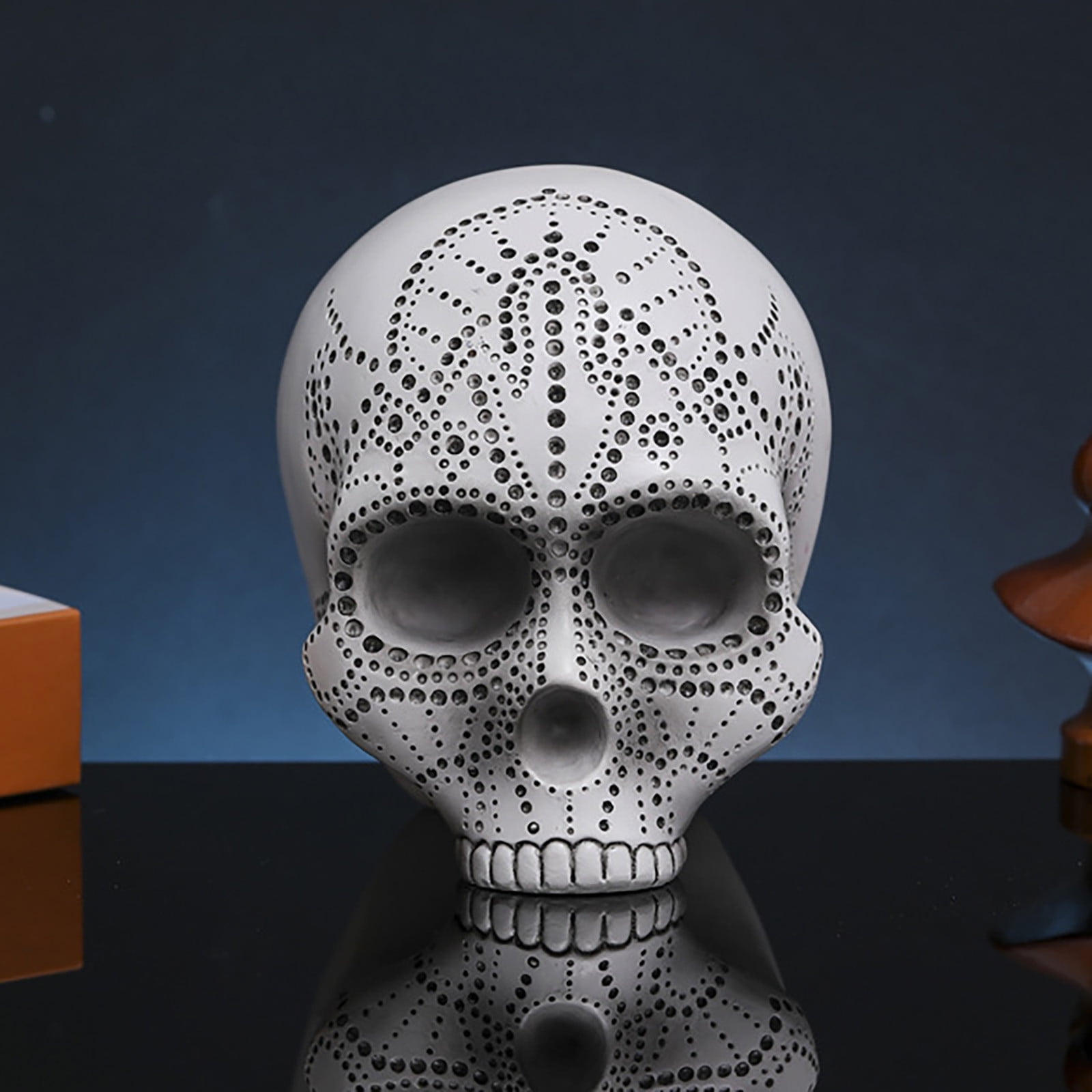 WalGRHFR Flowers Sculpture Human Head Skeleton Statue Collectible ...