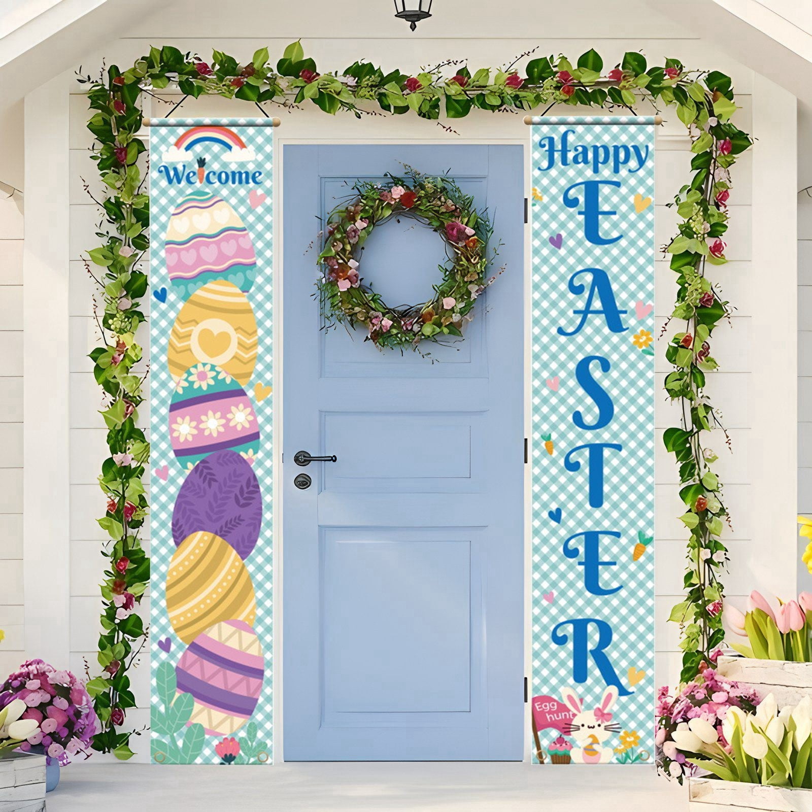 WalGRHFR Garden Decor Easter Bunny Egg Couplets Easter New Year ...