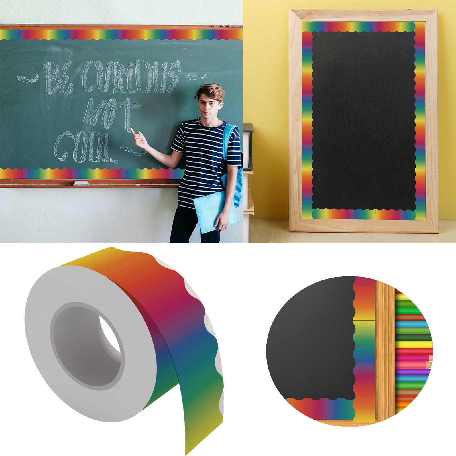 WalGRHFR Gradient Wavy Border Sticker Border Trim Bulletin Borders ...