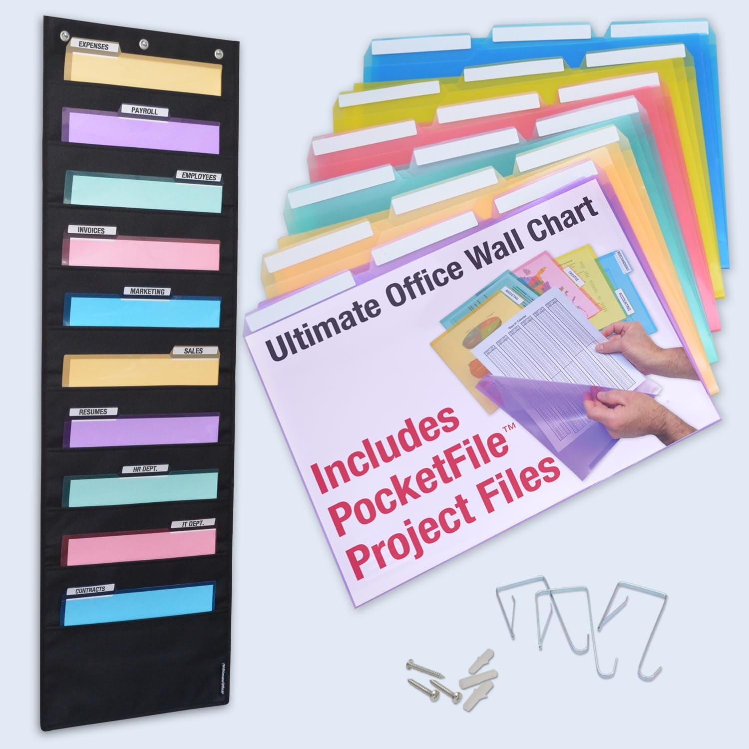 WalMaster Heavy Duty 10-Pocket Chart Filing System for Classroom and ...