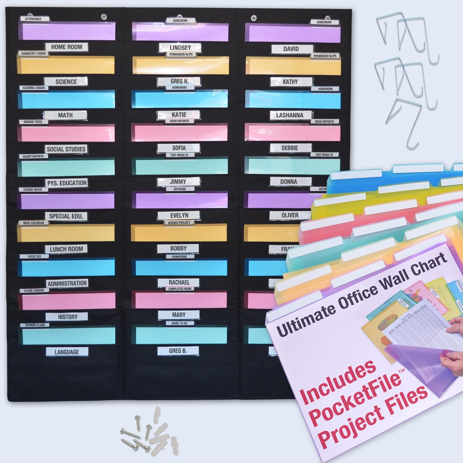 WalMaster Heavy Duty, 30-Pocket Wall Chart Filing System WITH LABEL ...