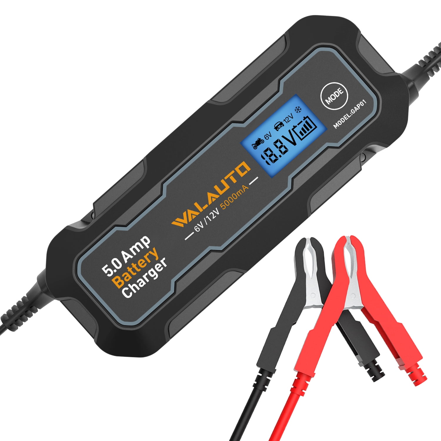Walauto GAP01, Fully-Automatic Smart Battery Charger, Maintainer 5-Amp ...