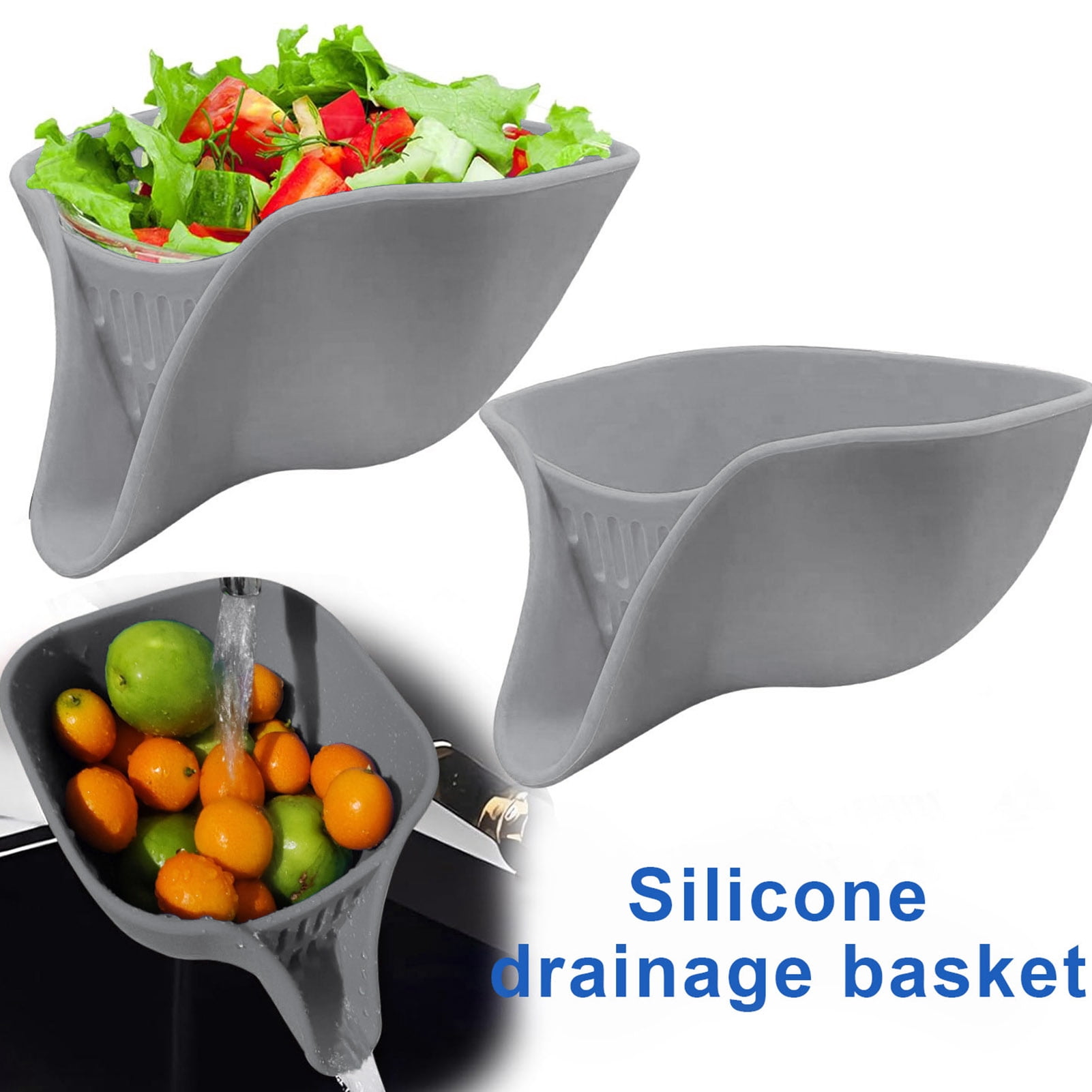 Walbest 1/2 Pcs Kitchen Drain Basket Funnel Hollow Quick Drainage ...