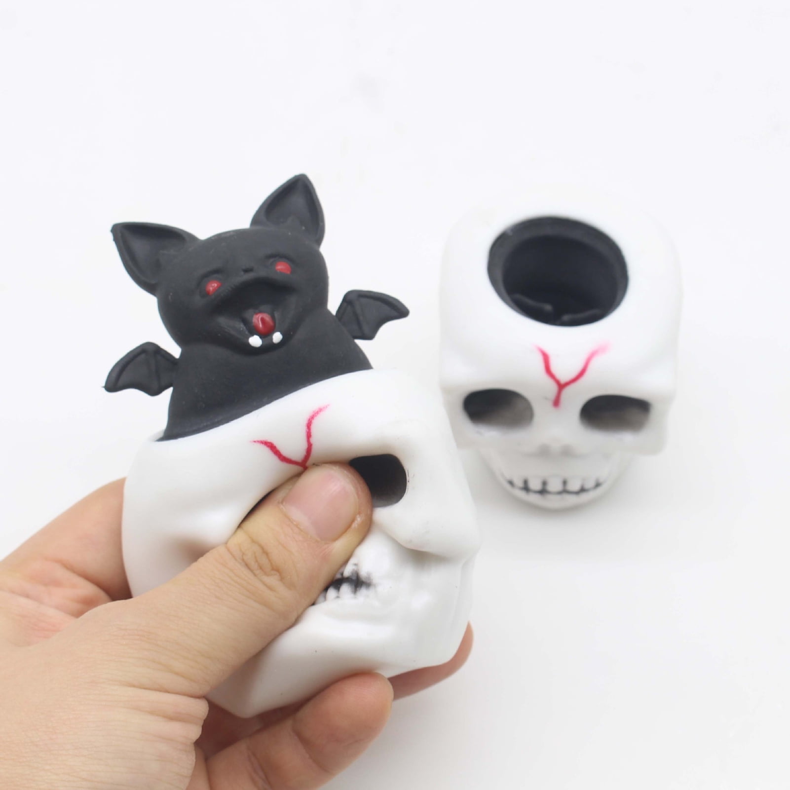 Walbest 1/4/8/16Pcs Skull Squishy Toy Halloween Stretchy Skeleton Bat ...