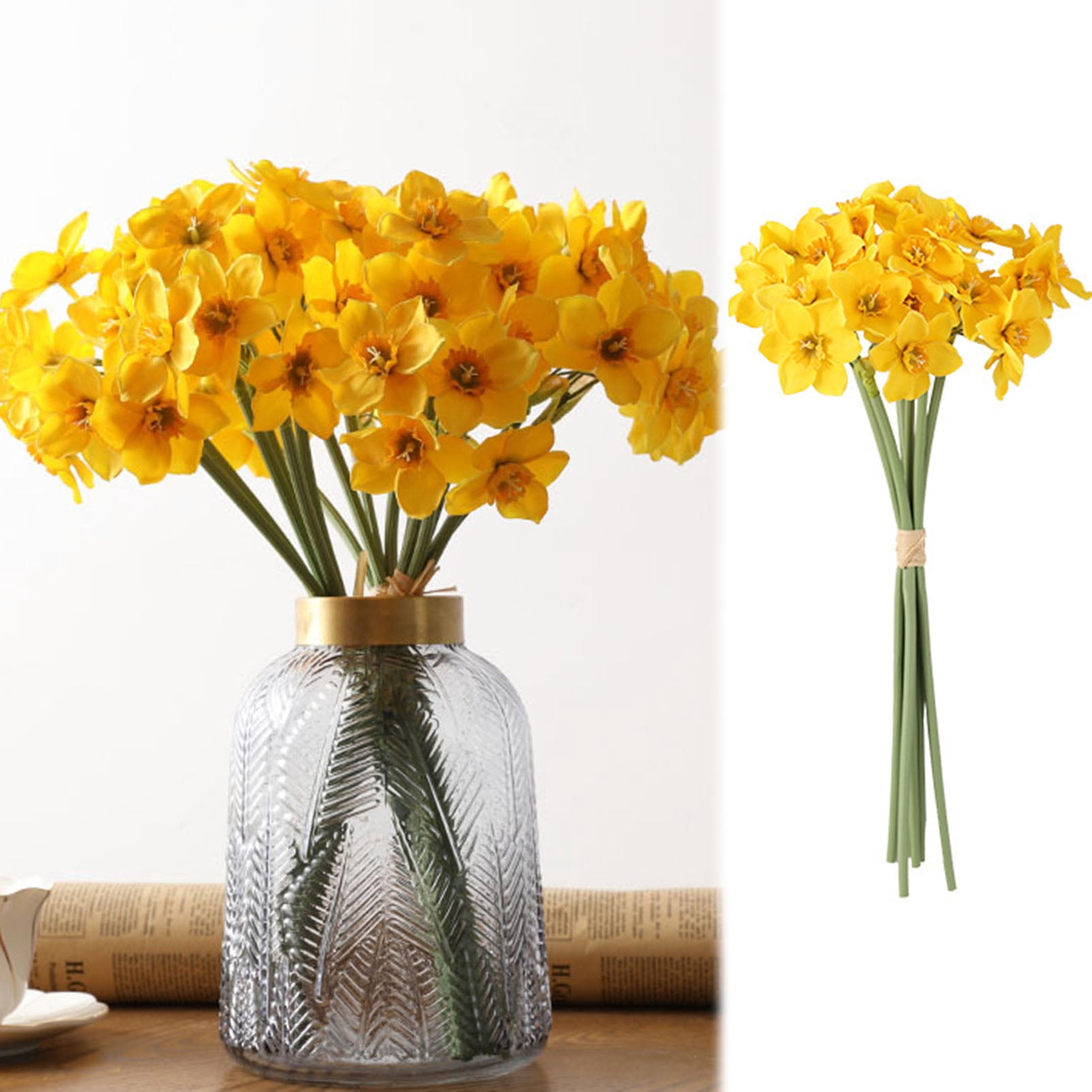 Walbest 1 Bouquet Fake Daffodil Flower No-watering Outdoor Indoor ...