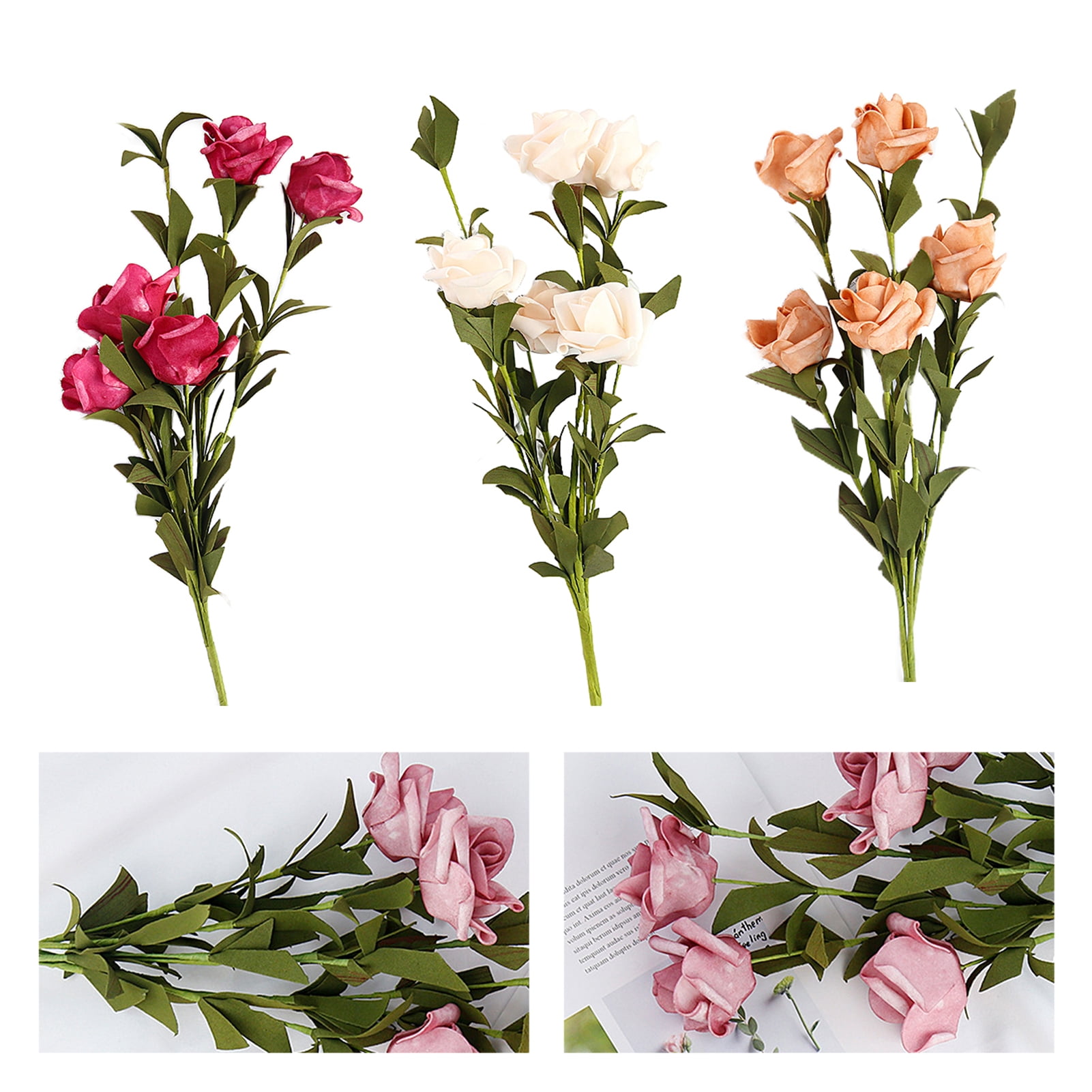 Walbest 1 Branch Artificial Rose Flower 8 Heads Charming Wedding Fake ...