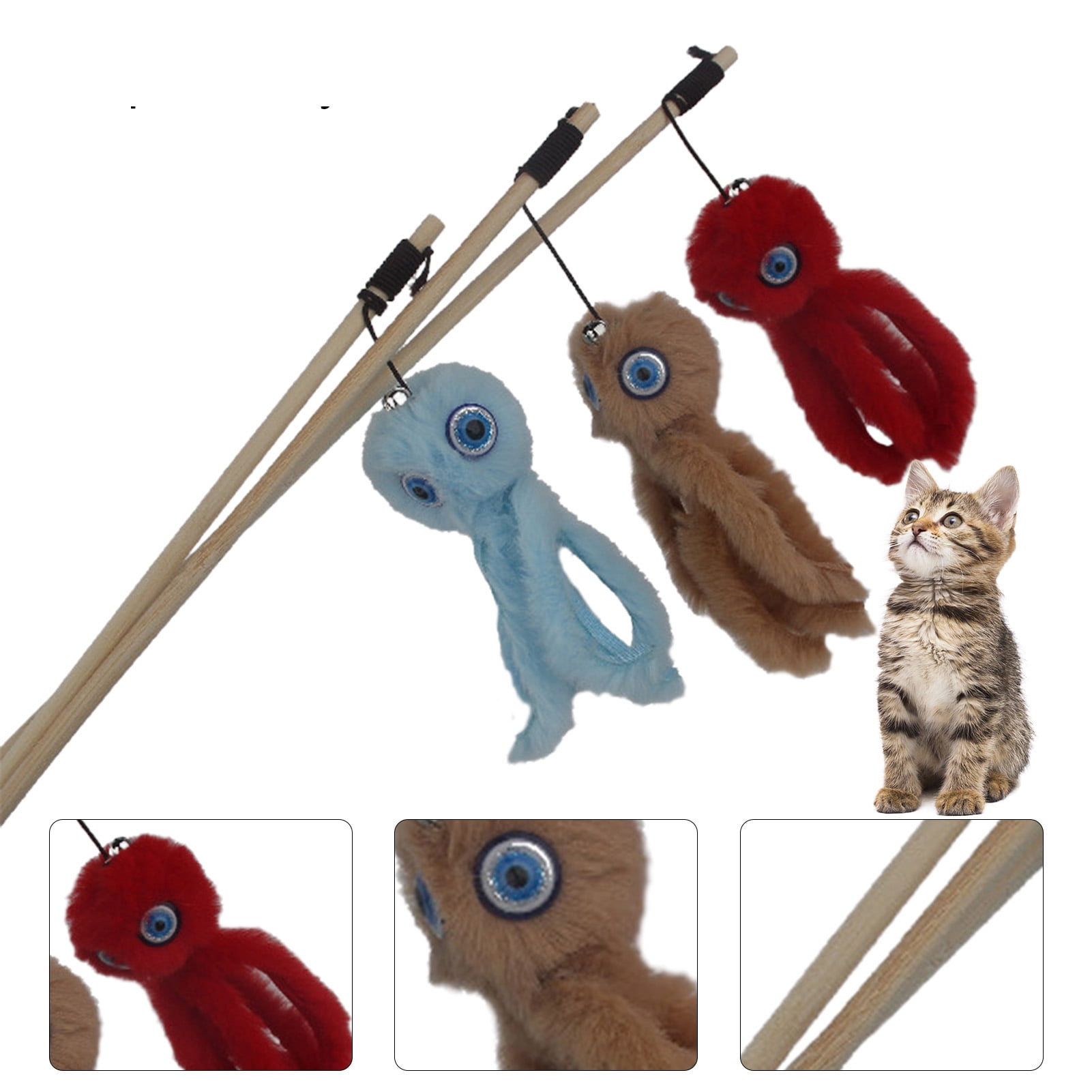 Walbest 1 Pack Cat Stick Funny Interactive Plush Simulation Octopus ...