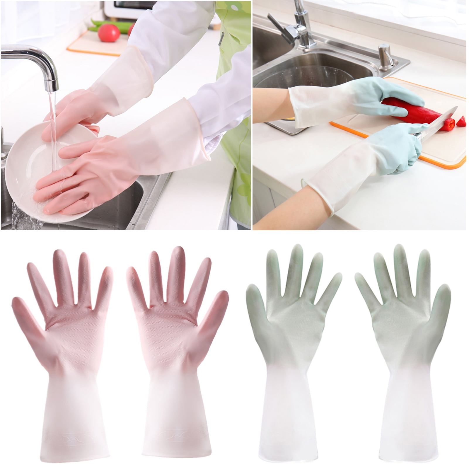 Walbest 1 Pair PVC Dishwashing Gloves Long Sleeve Protect Hands ...