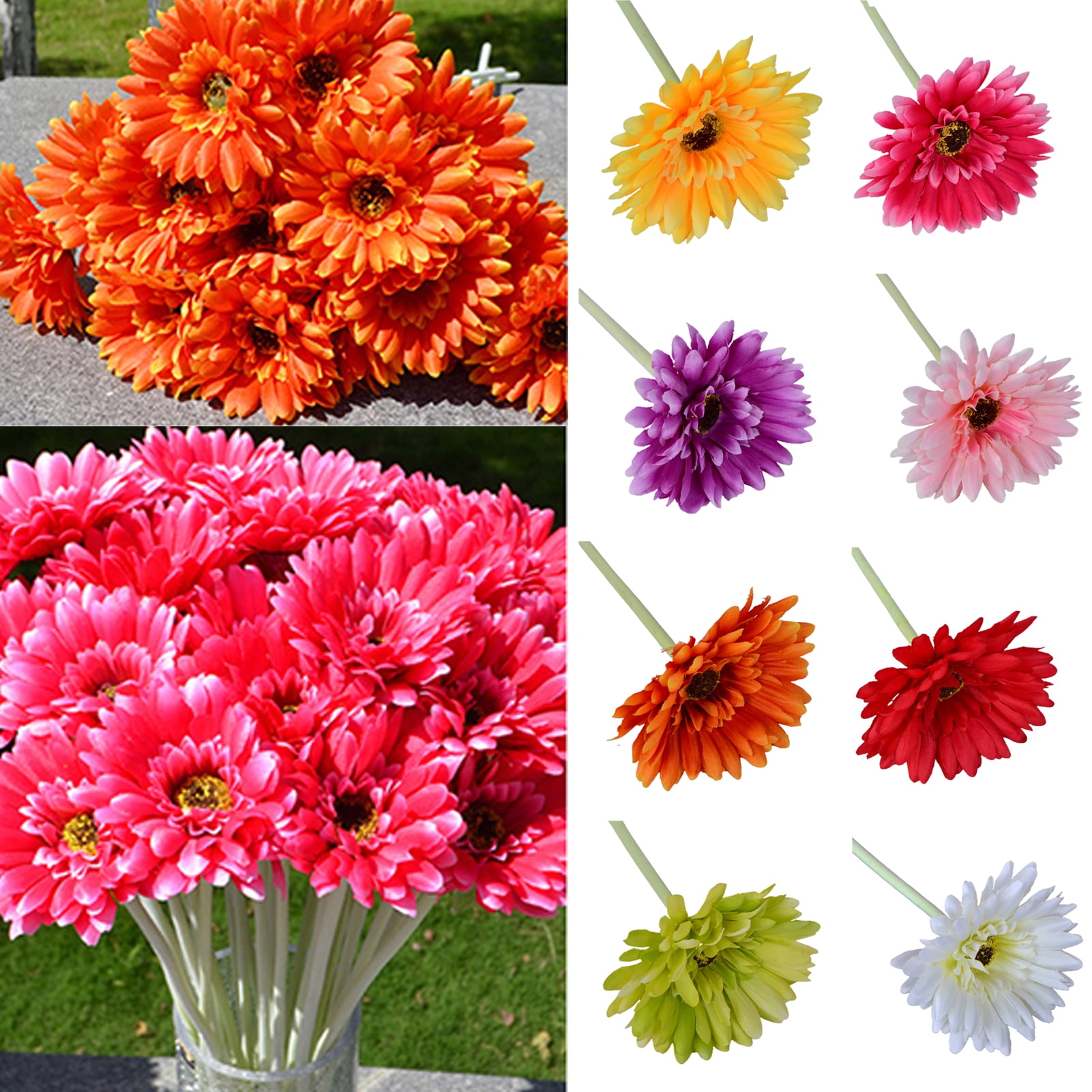 Walbest 1 Pc 19 7 Inches Artificial Flower Gerbera with Stem Silk ...