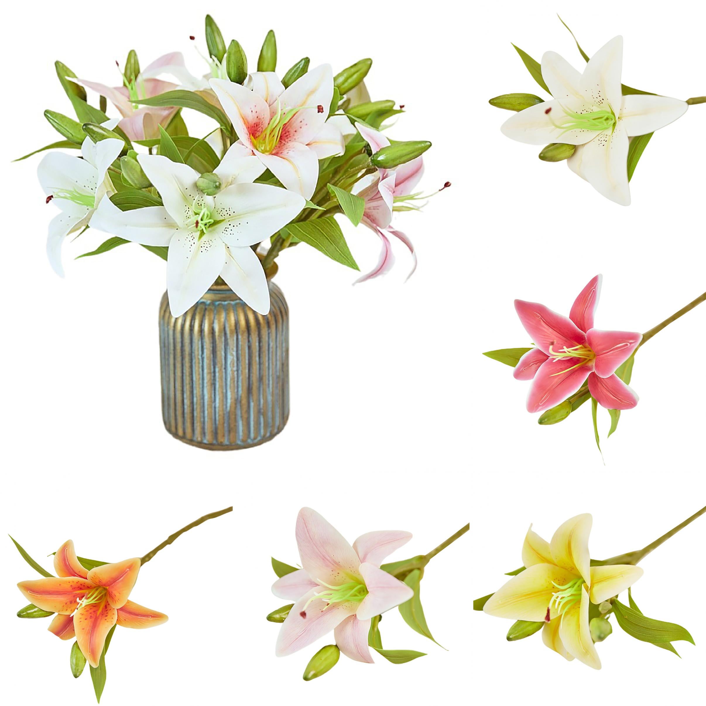 Walbest 1 Pc Fake Lily Flower Bouquet Charming Decorative Plastic Faux ...