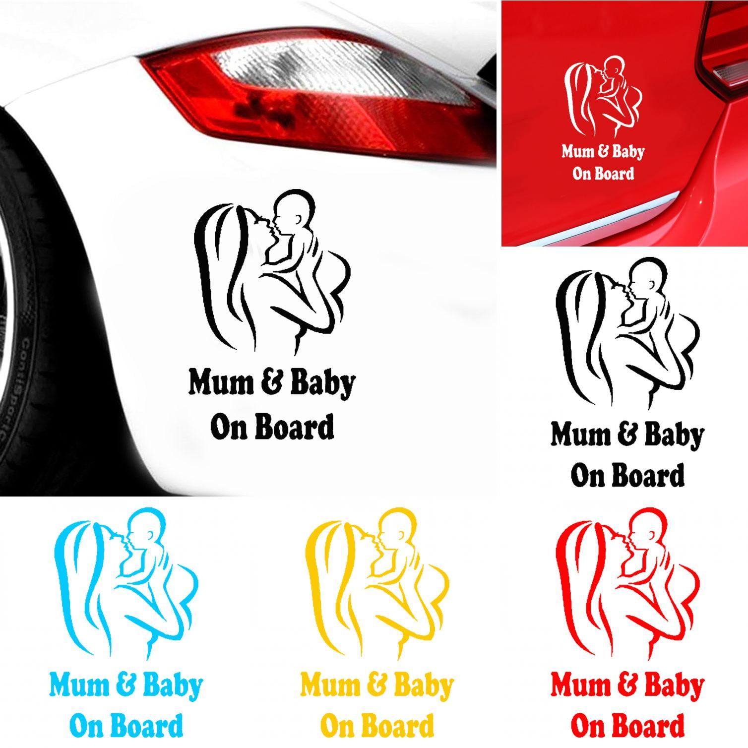 Walbest 1 Pcs Car Sticker - Mum Baby on Board Reflective Decals Sticker ...