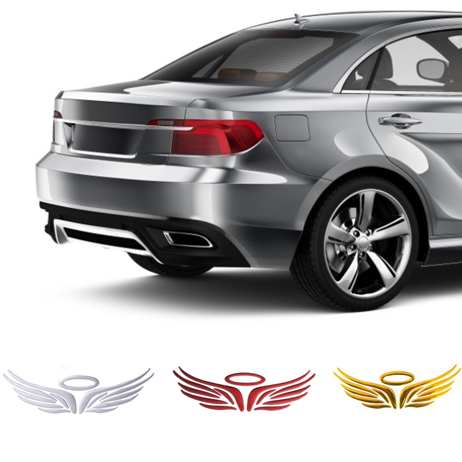 Walbest 1 Pcs Gold Angel Wings Emblem 3D Car Auto Motorcycle Symbol ...