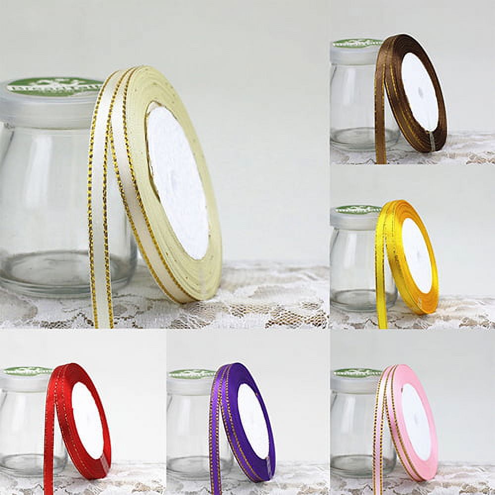 Walbest 1 Roll 25 Yard 6mm Wide Golden Tone Rimmed Stain Ribbons ...