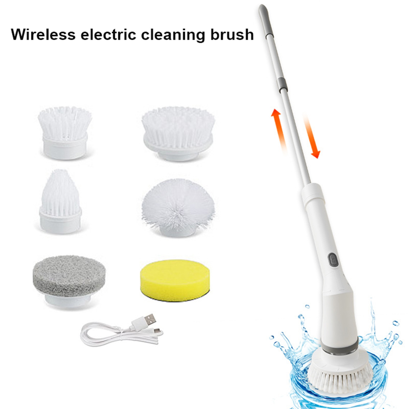 Walbest 1 Set Electric Cleaning Brush Set Labor-saving Adjustable ...