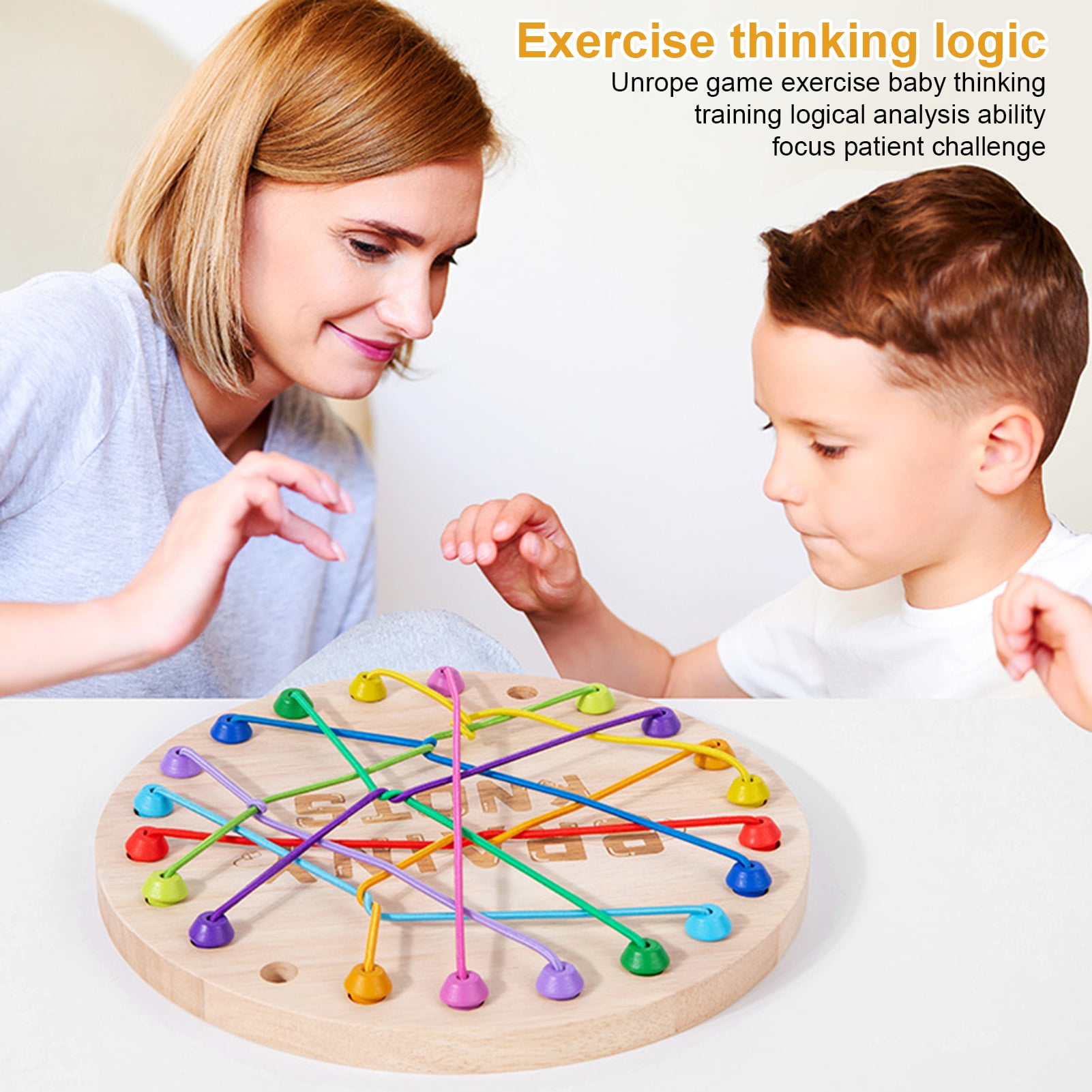 Walbest 1 Set Kids Rope Untangling Game Wooden Twisted Rope Knots Board ...