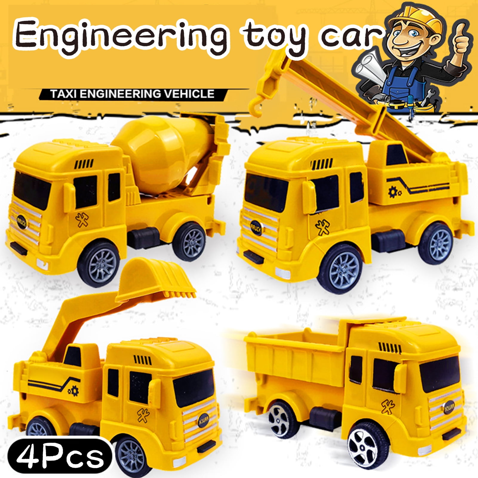 Walbest 1 Set Mini Vehicles Truck Smooth Edge Toys Kids Construction ...