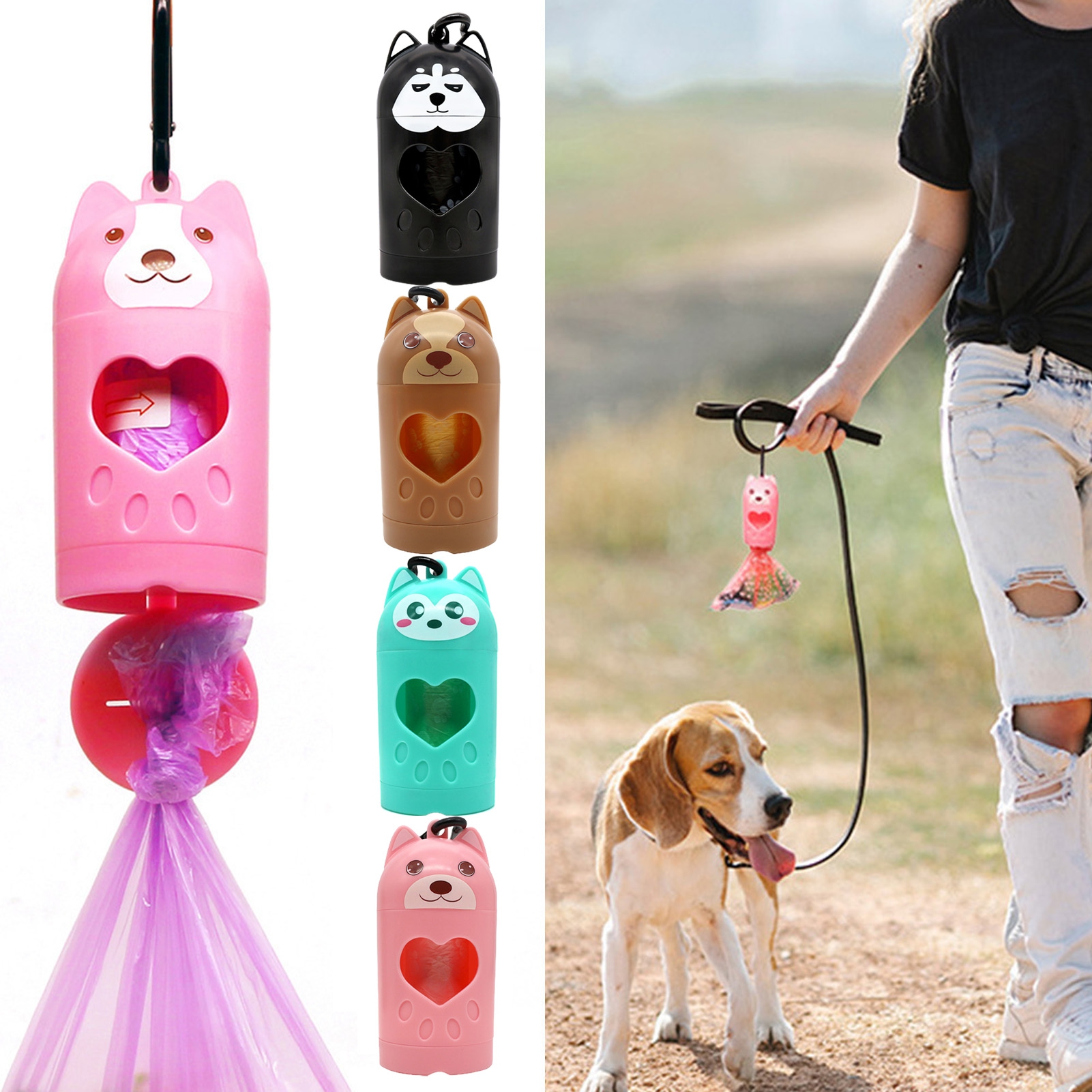 Walbest 1 Set Pet Feces Picker Hanging Carabiner Bottom Opening Dog ...