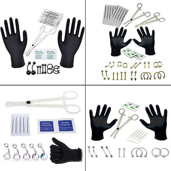Walbest Body Piercing Kit with Stainless Steel Tools, Includes Needles ...
