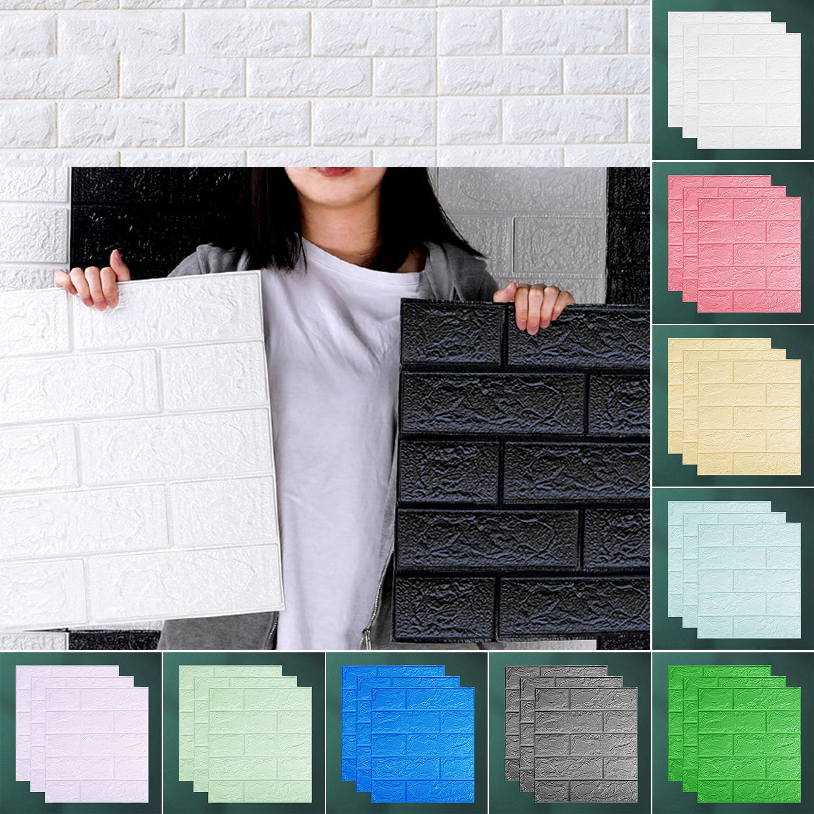 Walbest 10 Pack DIY 3D Wall Panels, 3D Wallpaper Sticker with Self ...