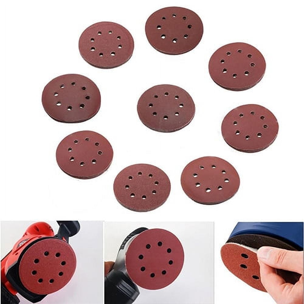 Walbest 10 Pcs 125mm 5inch 8 Holes Hook Loop Sanding Discs Orbital ...