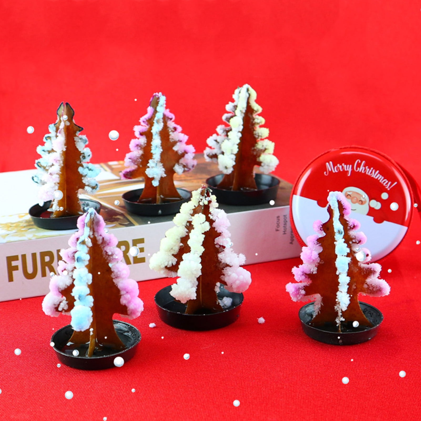Walbest 10 Pcs Christmas Tree Magic Growing Kit DIY Paper Tree Crystal ...