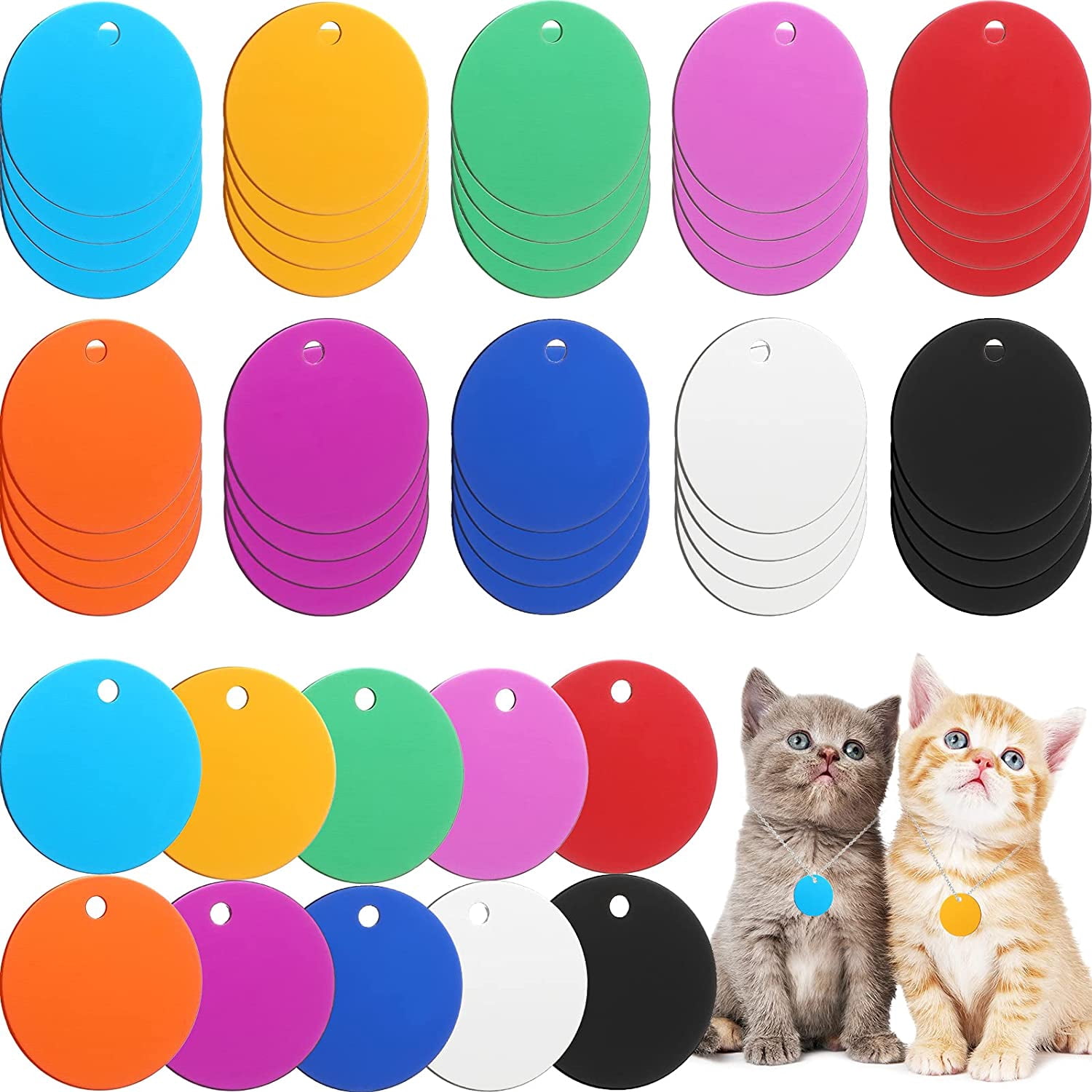 Walbest 10 Pieces 1.18 Inch Blank Pet Tags Aluminum Tags Round Discs ...