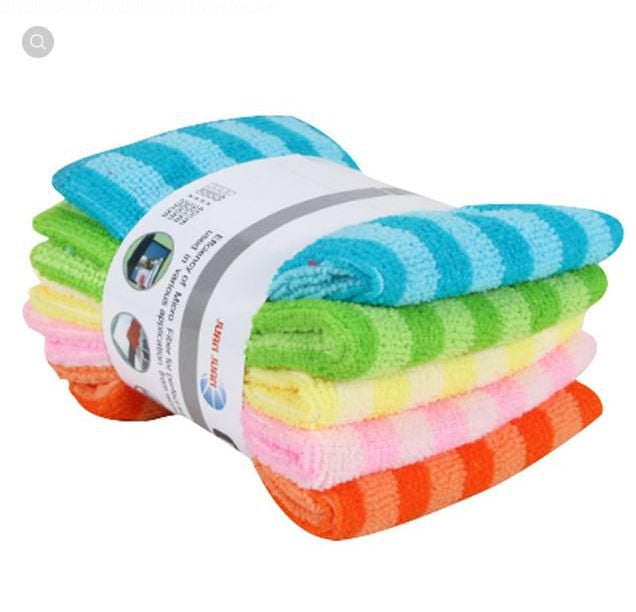 "Walbest 5-Pack Microfiber Dishcloths, Striped Kitchen Rags, Lint-Free ...
